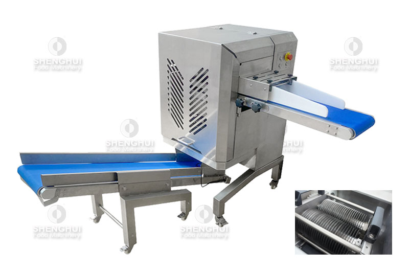 Automatic frozen meat cutting machine shredded meat equipment conveyor ...